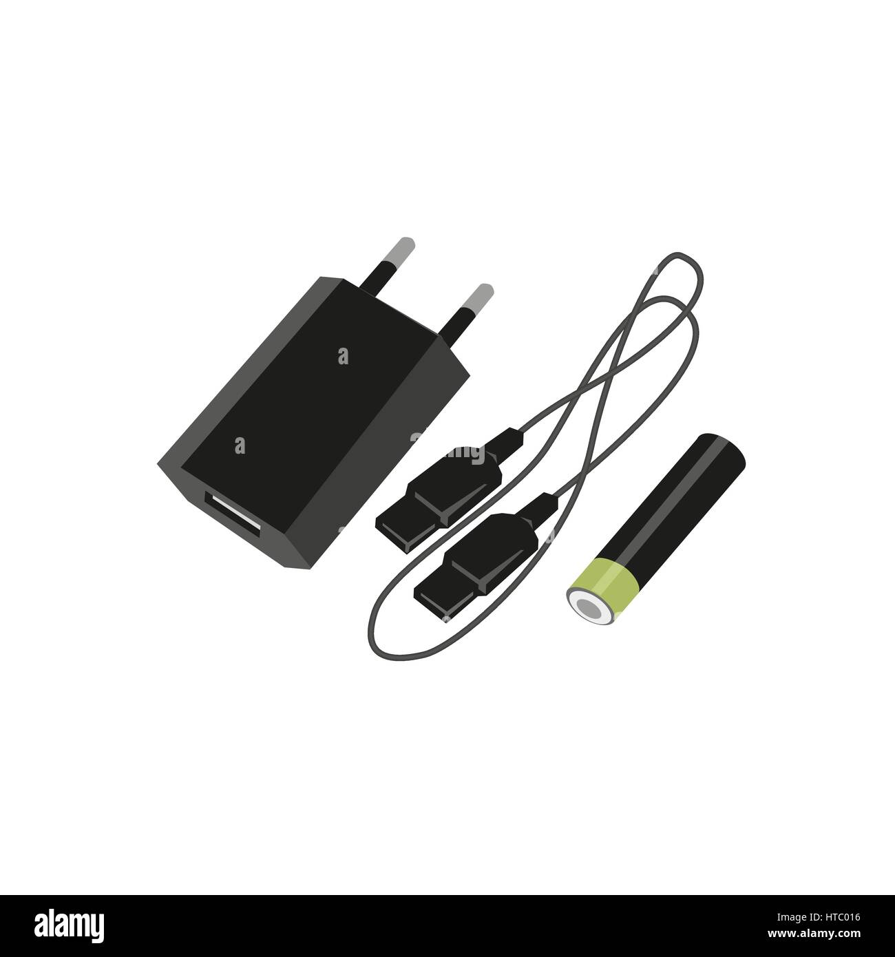 Black battery charger accessories Stock Vector Images - Alamy