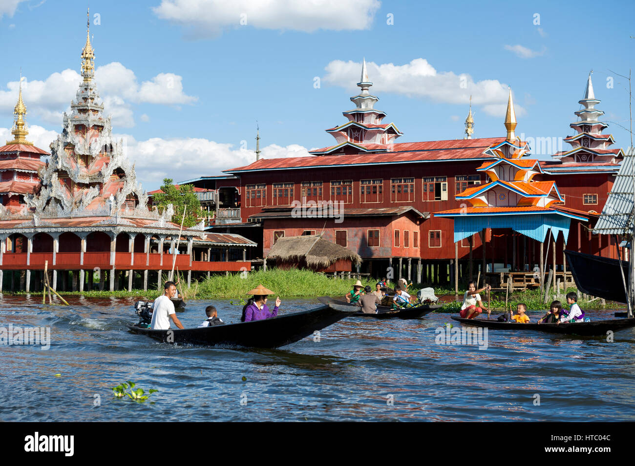 Myanmar. Inle lake. Shan state. Transportation by boat in floating ...