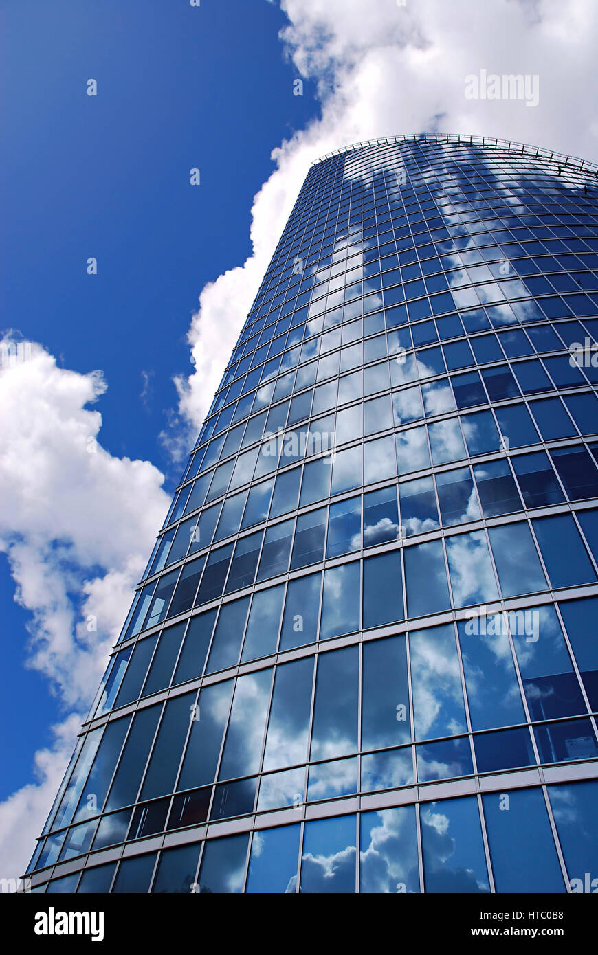 Tall impressive modern steel office skyscraper in Riga, Latvia on a ...