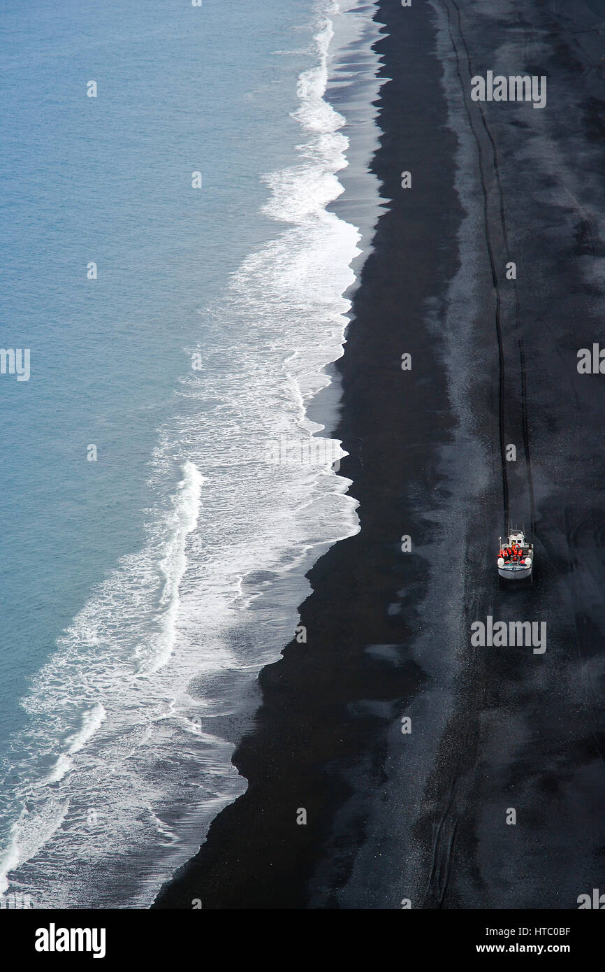 Iceland's landscape of black sand and volcanic ash coastline from a ...