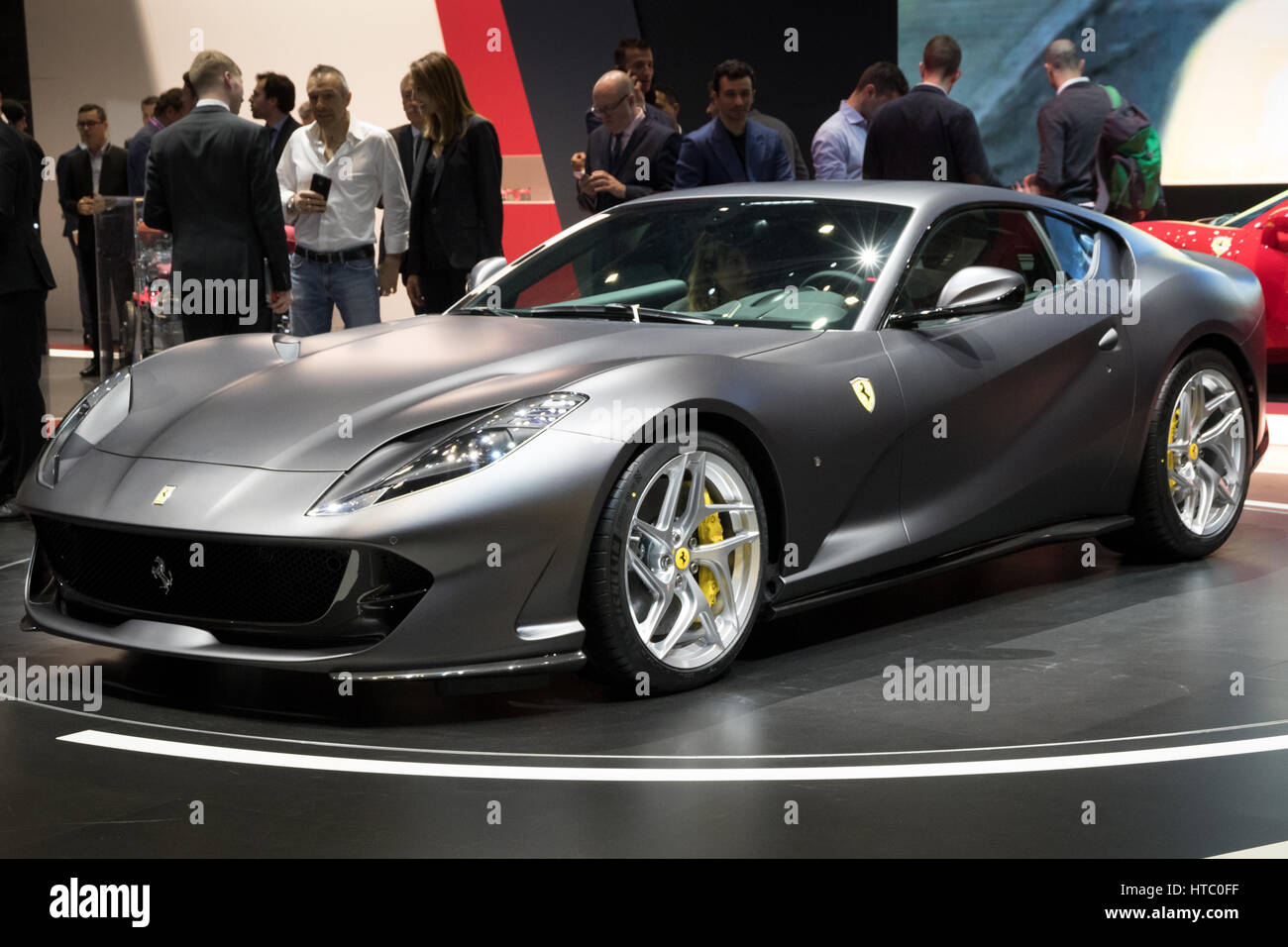 GENEVA, SWITZERLAND - MARCH 8, 2017: New Ferrari 812 Superfast sports ...
