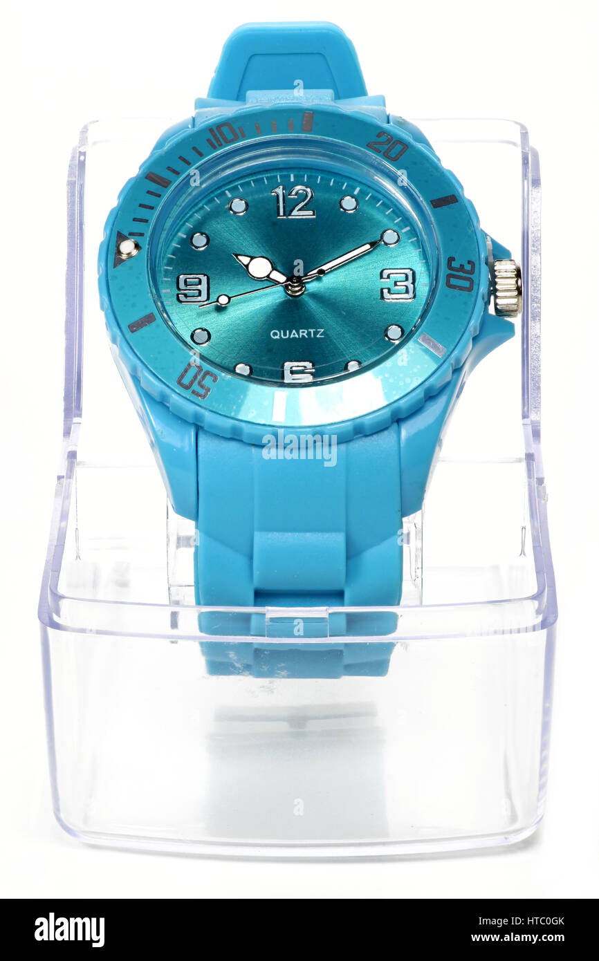 blue wristwatch isolated on white background Stock Photo - Alamy
