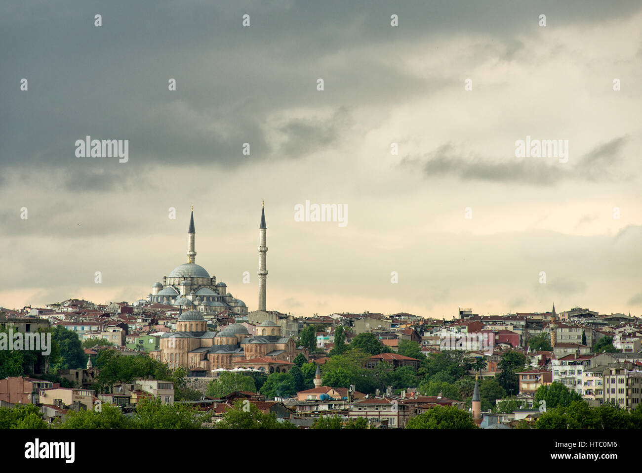 Yavuz Sultan Selim Mosque And Istanbul City Skyline on a cloudy day ...