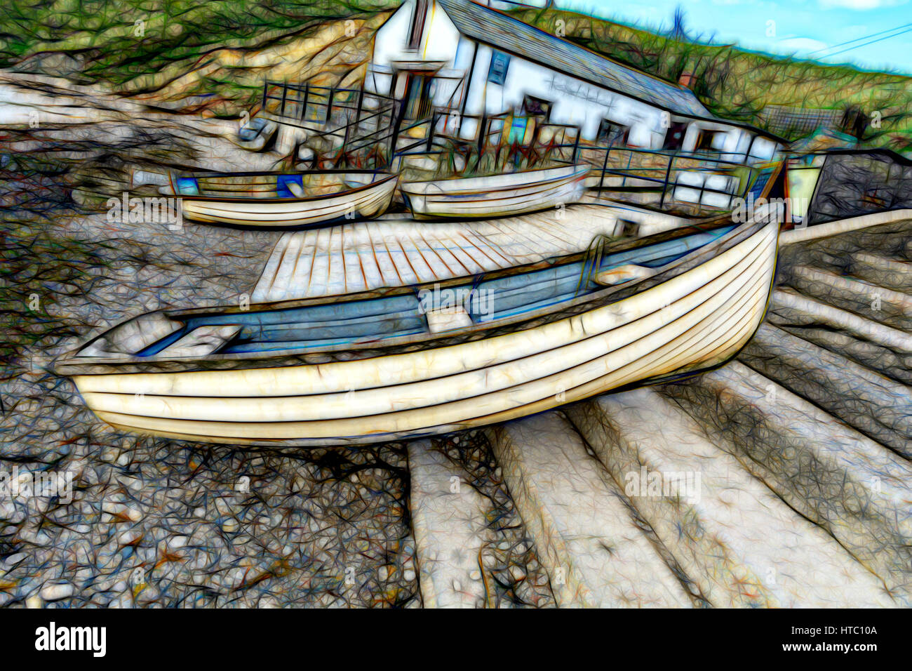 Beautiful small fishing boat at Lulworth Cove Dorset Stock Photo - Alamy