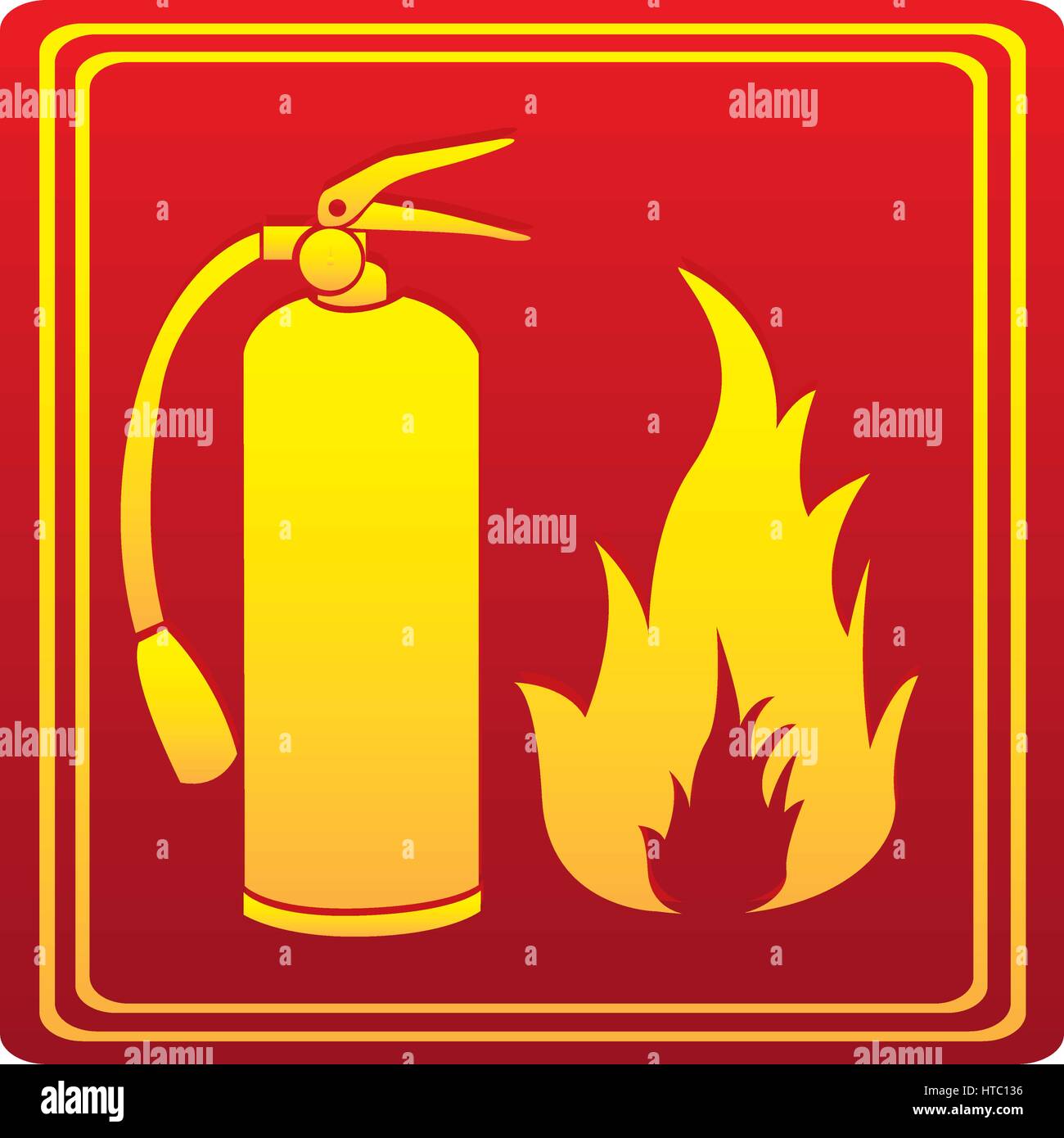 red color signal silhouette fire flame and extinguisher icon Stock ...