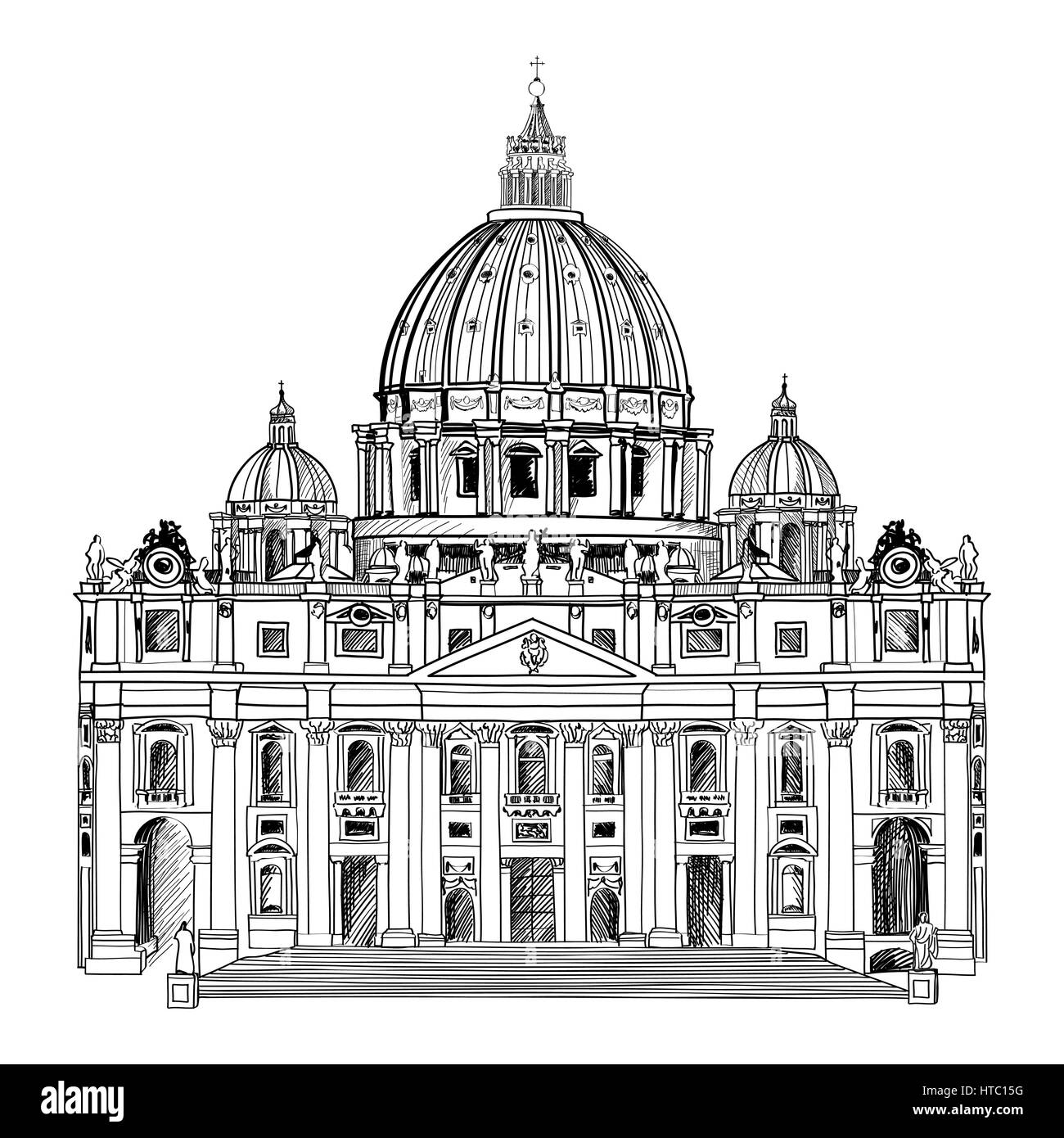 Rome city St. Peter Cathedral. Travel Italy sign. Vatican landmark ...