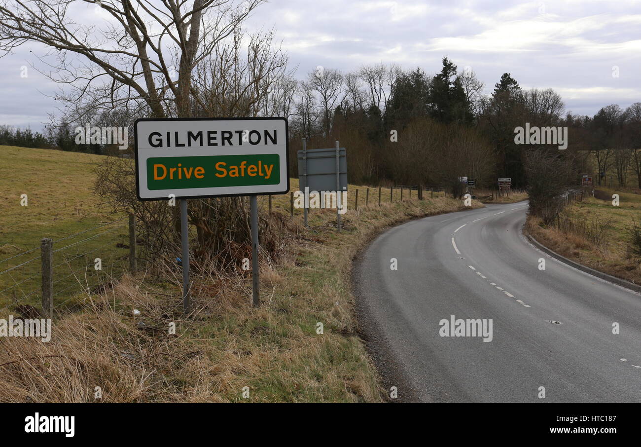Welcome to Gilmerton sign Perthshire Scotland March 2017 Stock Photo ...