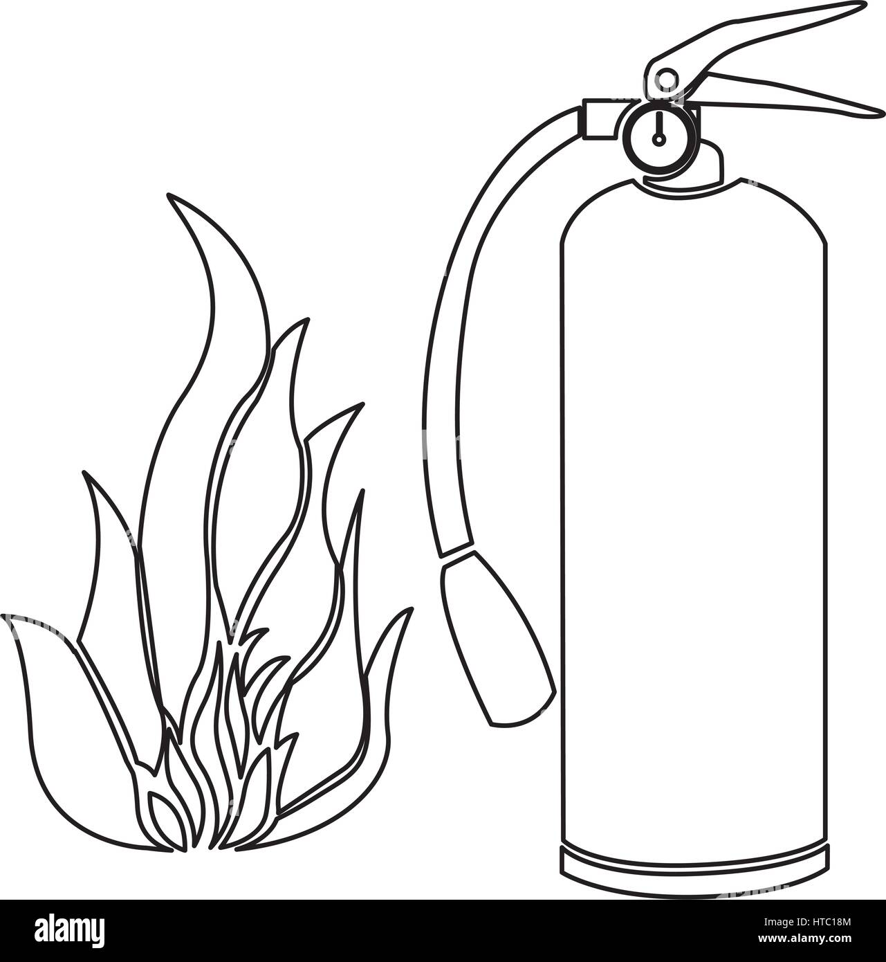 contour fire flame and extinguisher icon Stock Vector Image & Art - Alamy