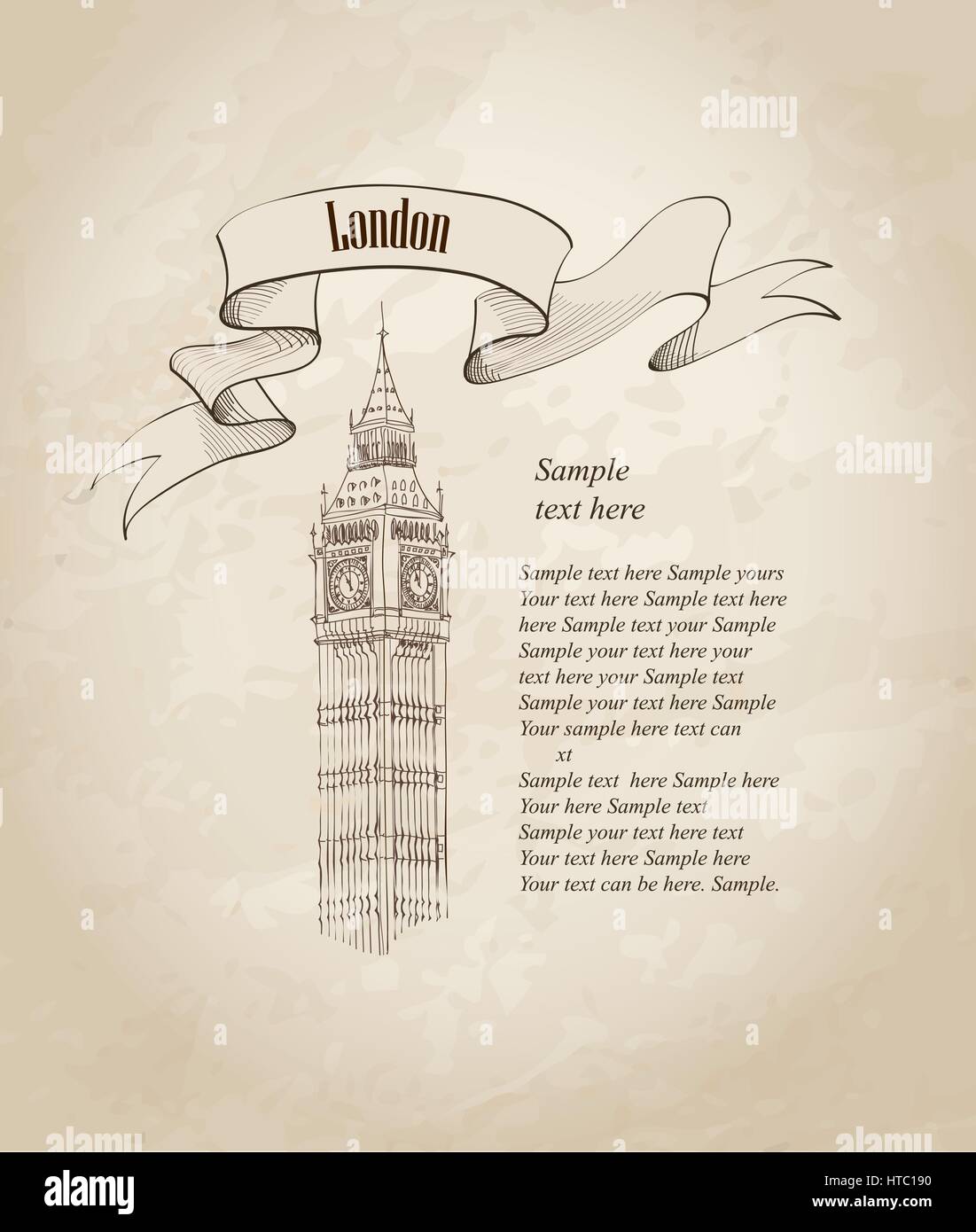 London Landmark. Landscape of London. Big Ben Tower. Vector Hand-drawn Sketch Illustration Stock ...