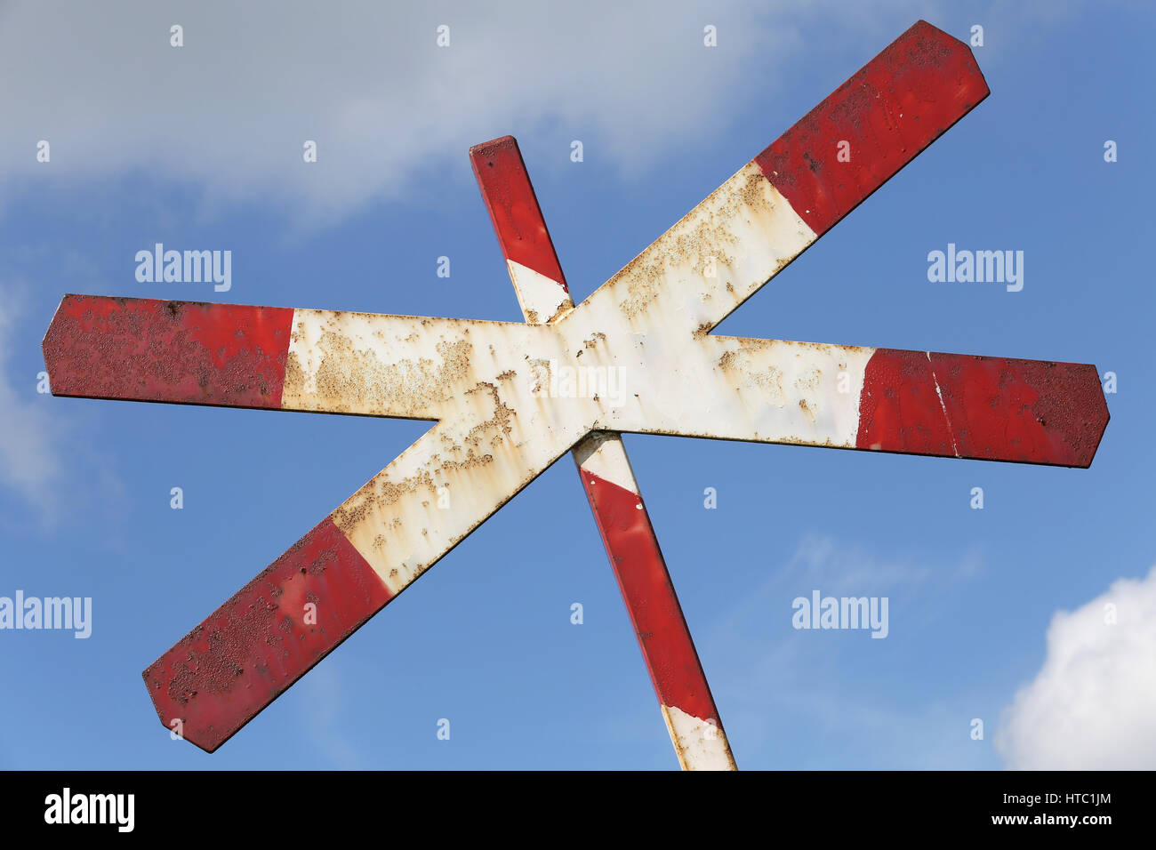 Dutch road sign: level crossing with single track Stock Photo - Alamy