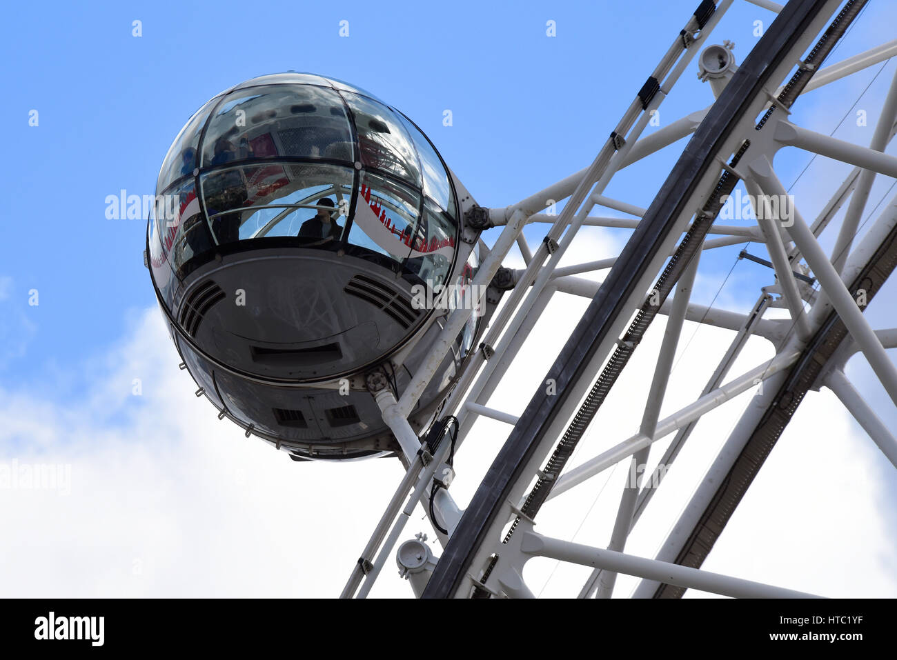 London Eye pod. Members of the public in the pods of the Coca Cola ...