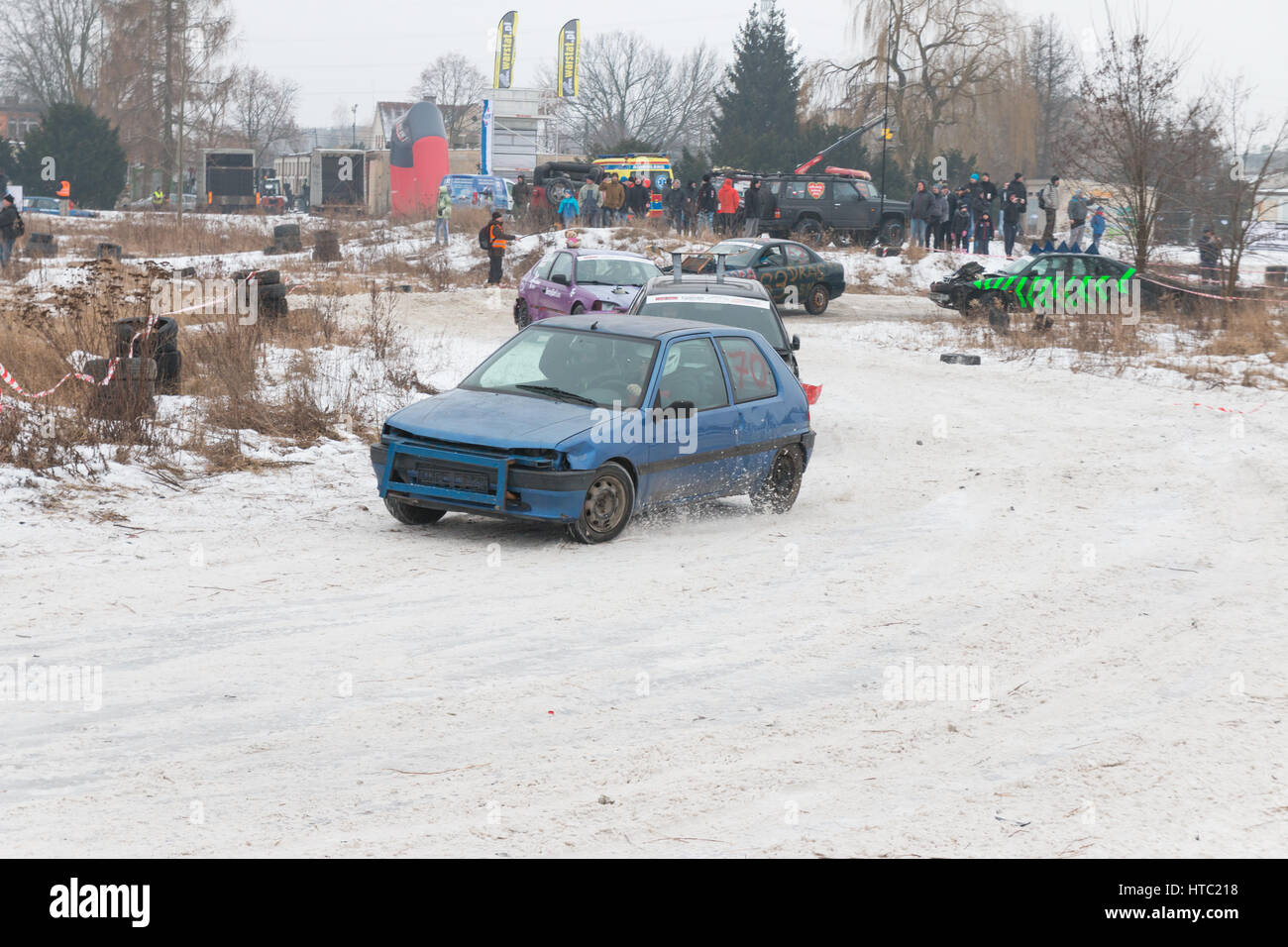Organized repeatedly wreck racing in Warsaw, Poland. Competitors use ...
