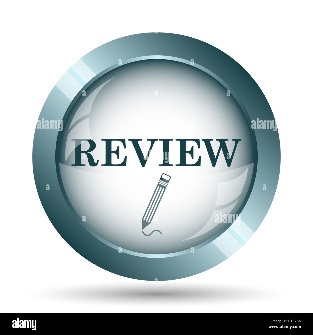 Review icon. Internet button on white background Stock Photo - Alamy