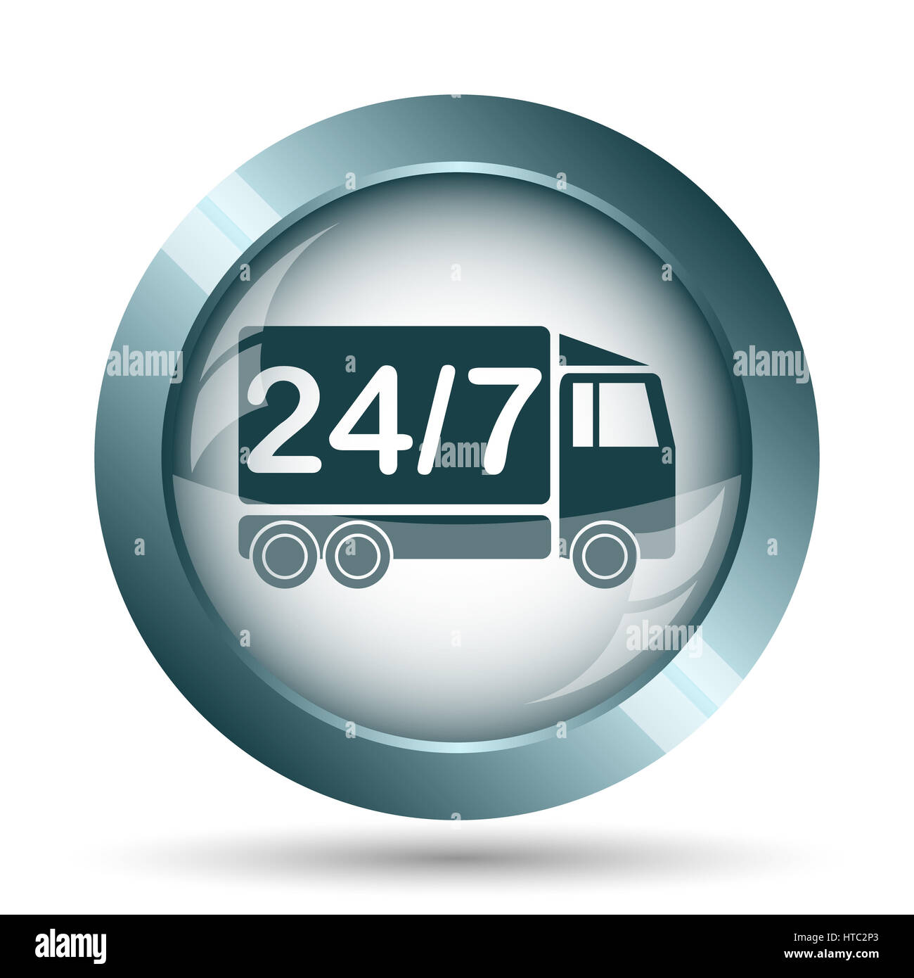 24 7 delivery truck icon. Internet button on white background Stock ...