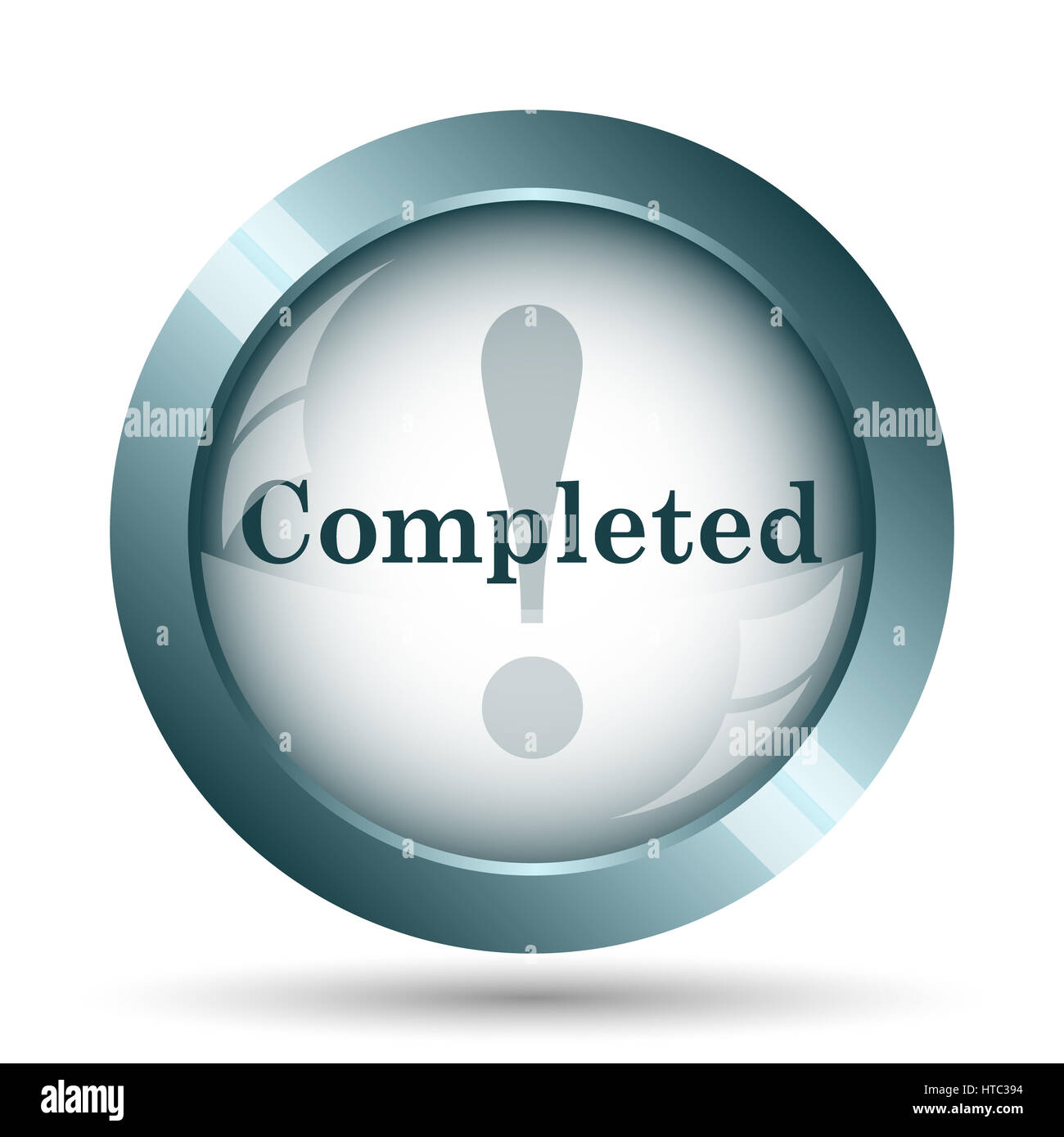 Completed icon. Internet button on white background Stock Photo - Alamy