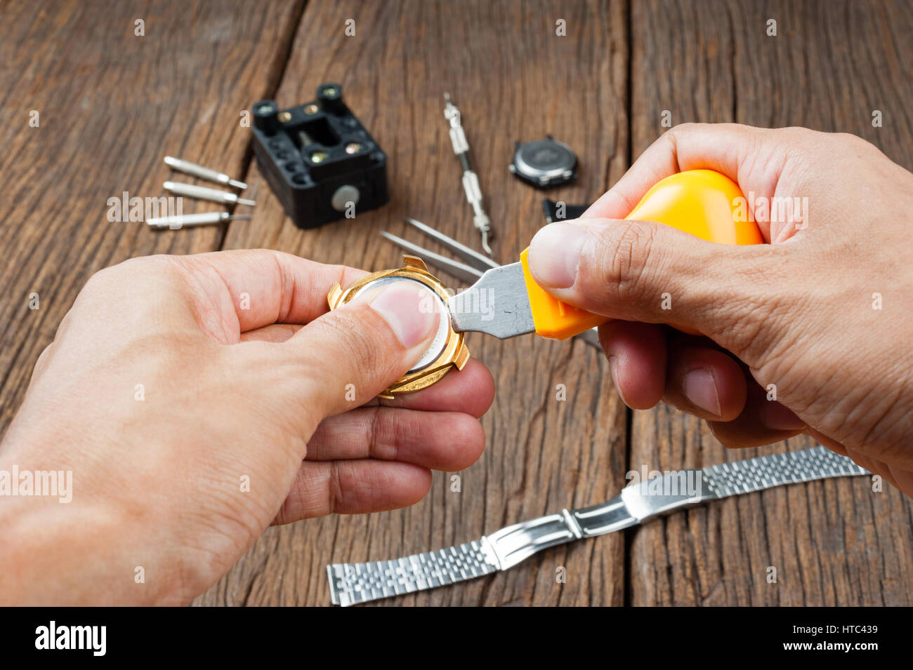 opening the watch back with special tool Stock Photo - Alamy