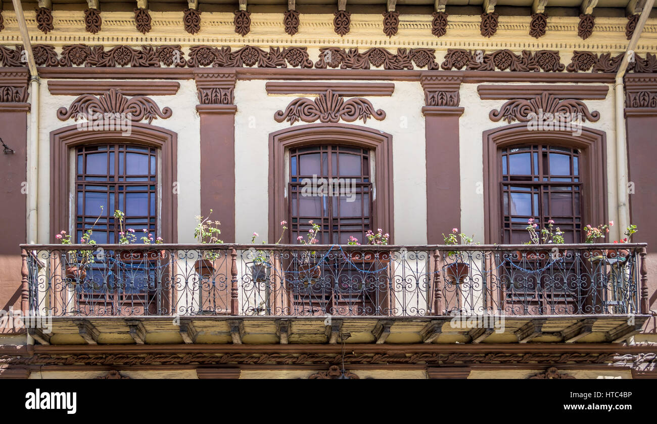 Colonial balconies in Cuenca - Ecuador Stock Photo - Alamy