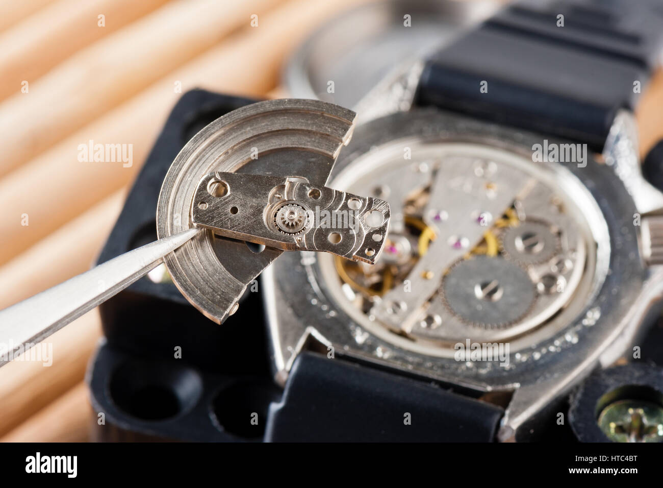 closeup low quality movement of automatic watch Stock Photo - Alamy