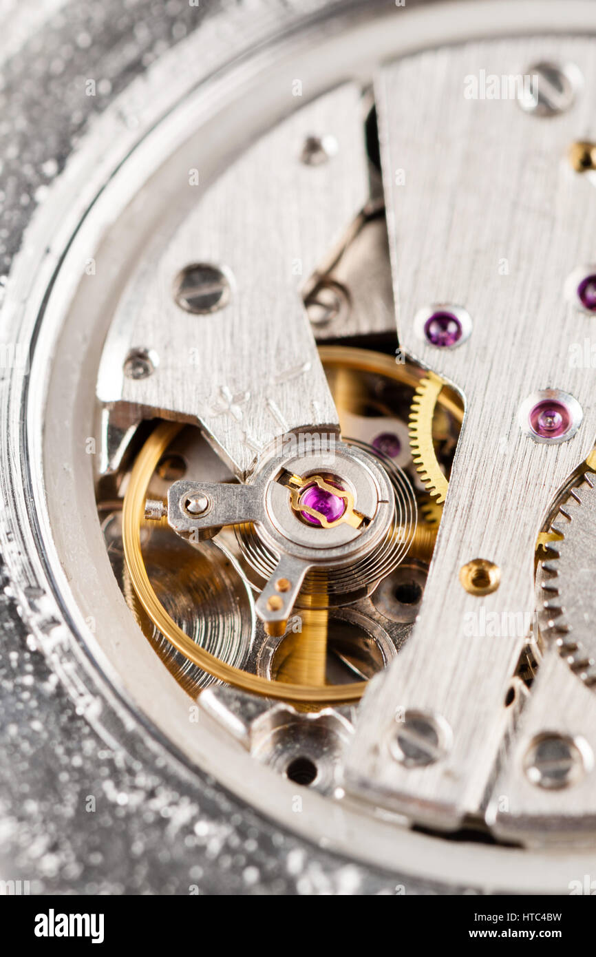closeup low quality movement of automatic watch Stock Photo - Alamy