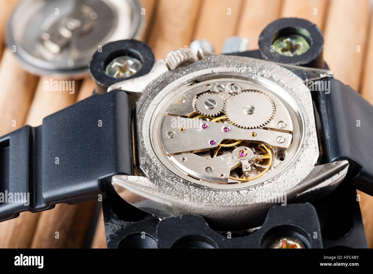 closeup low quality movement of automatic watch Stock Photo - Alamy