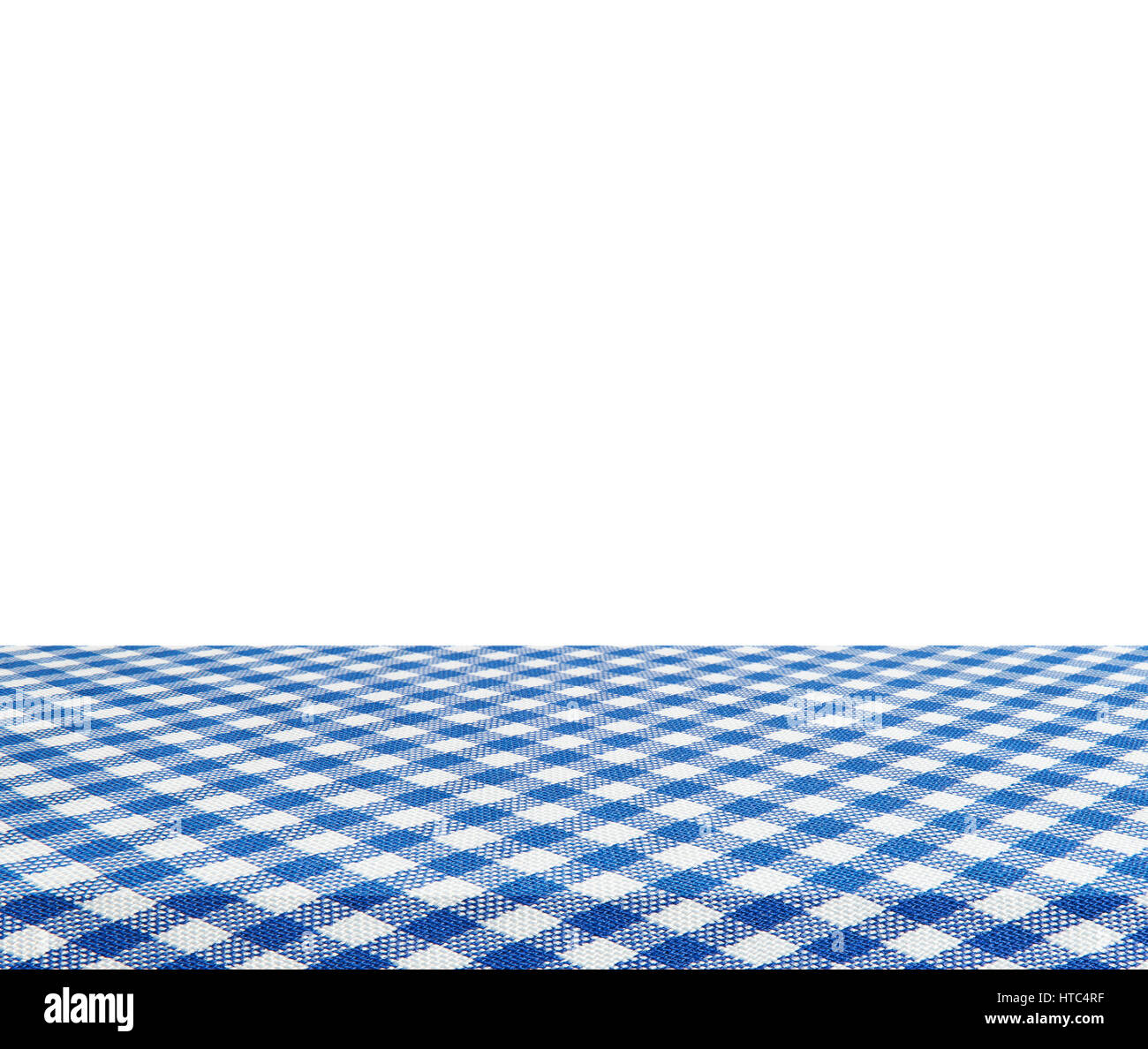 Empty table and blue tablecloth isolated on white background - use for ...