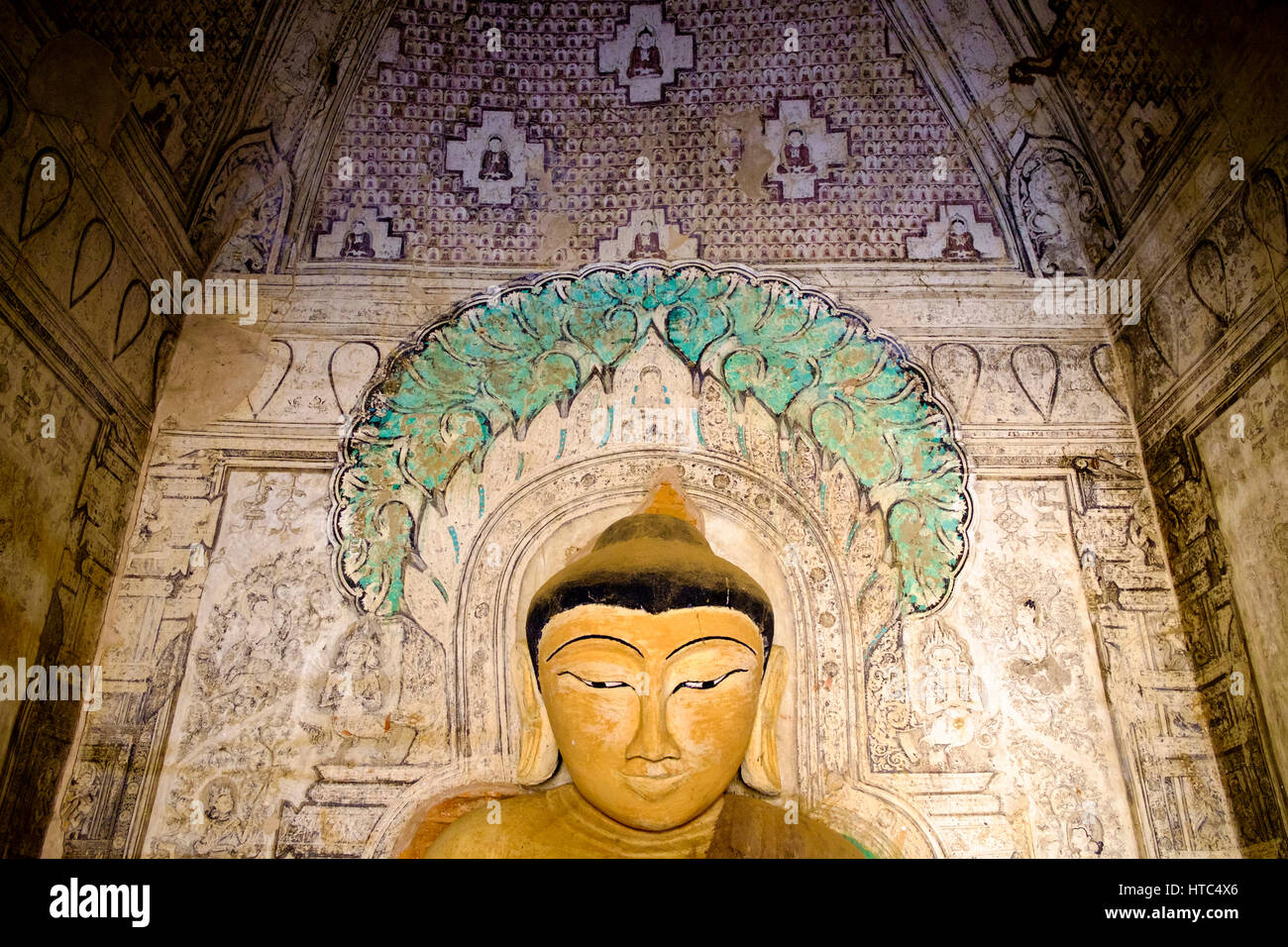 Buddha mural painting in the interior of Dhammayangyi Temple, Bagan ...