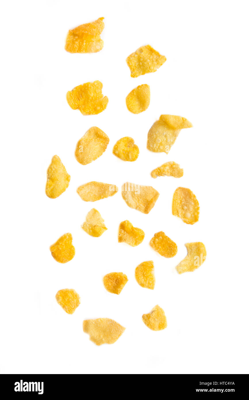falling corn flakes isolated on white background Stock Photo - Alamy