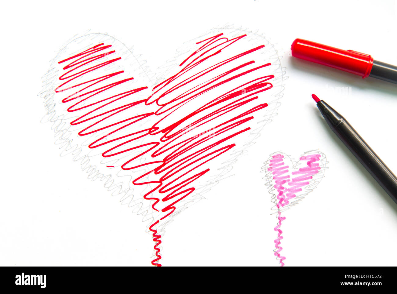 Drawing hearts shape isolated on white background Stock Photo - Alamy