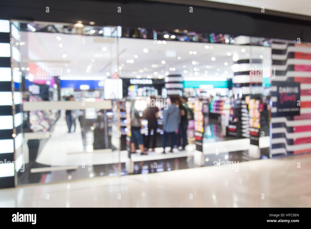 Abstract blur cosmetics shop in shopping mall for background Stock ...