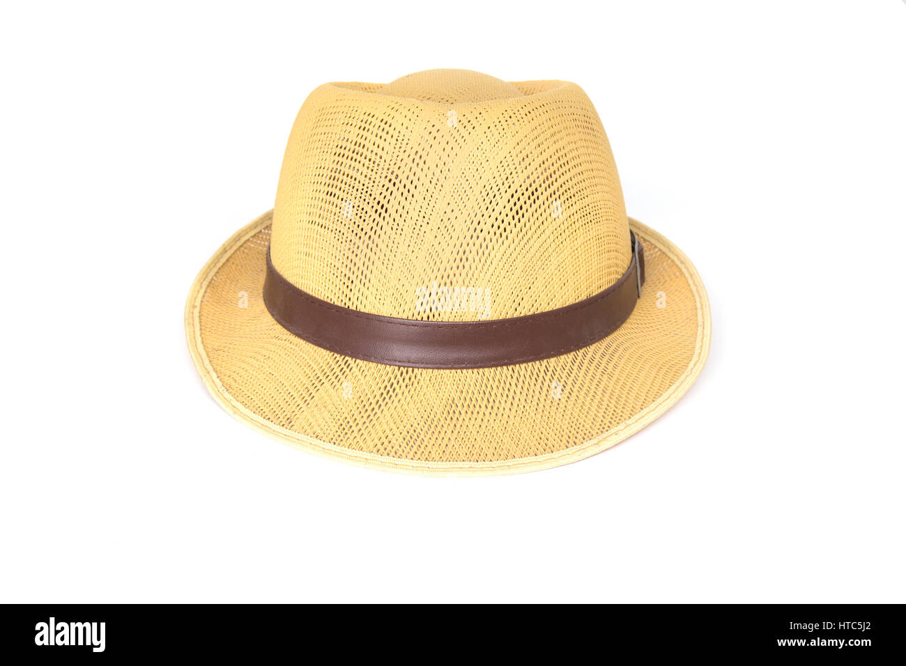 Vintage Straw hat fasion isolated on white background Stock Photo - Alamy
