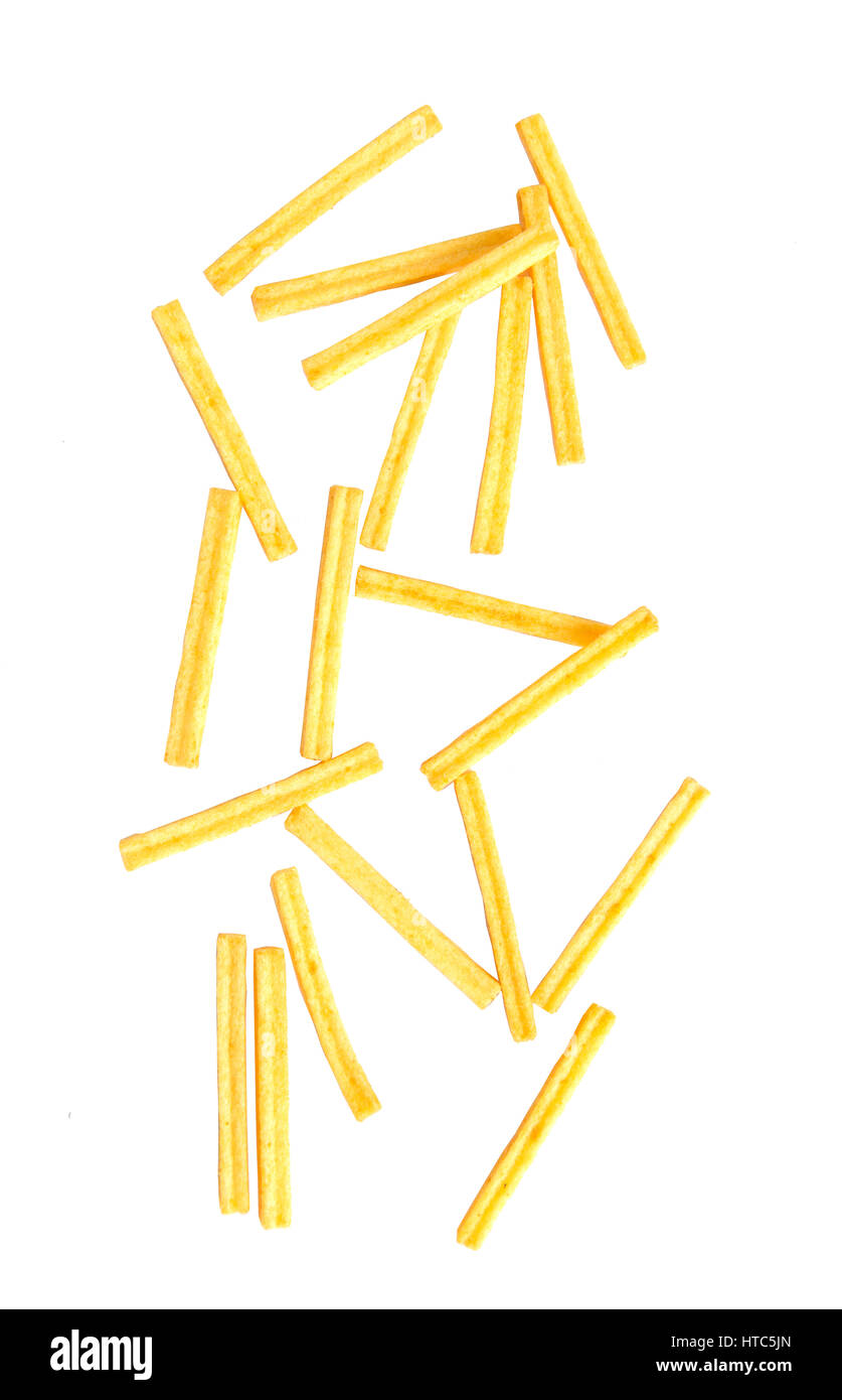 Crispy golden potato chips falling Cut Out Stock Images & Pictures - Alamy