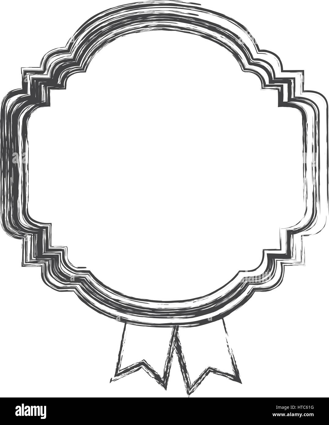 monochrome sketch of rounded frame with two ribbons Stock Vector Image ...