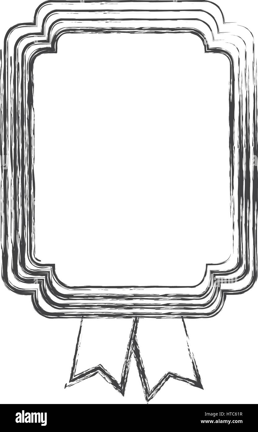 monochrome sketch of rectangular frame with two ribbons Stock Vector ...