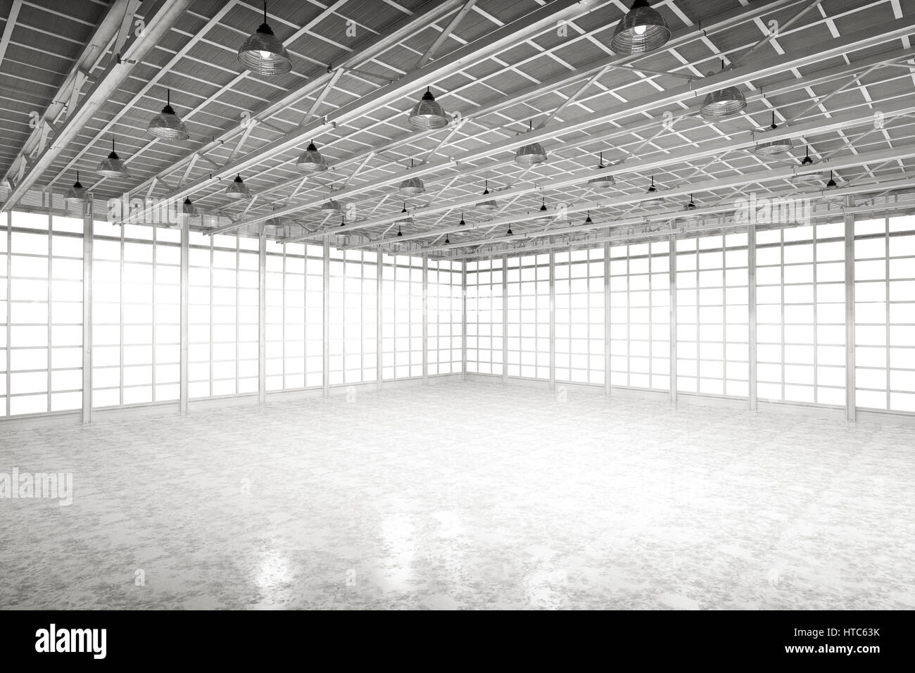 3d rendering interior empty factory Stock Photo - Alamy