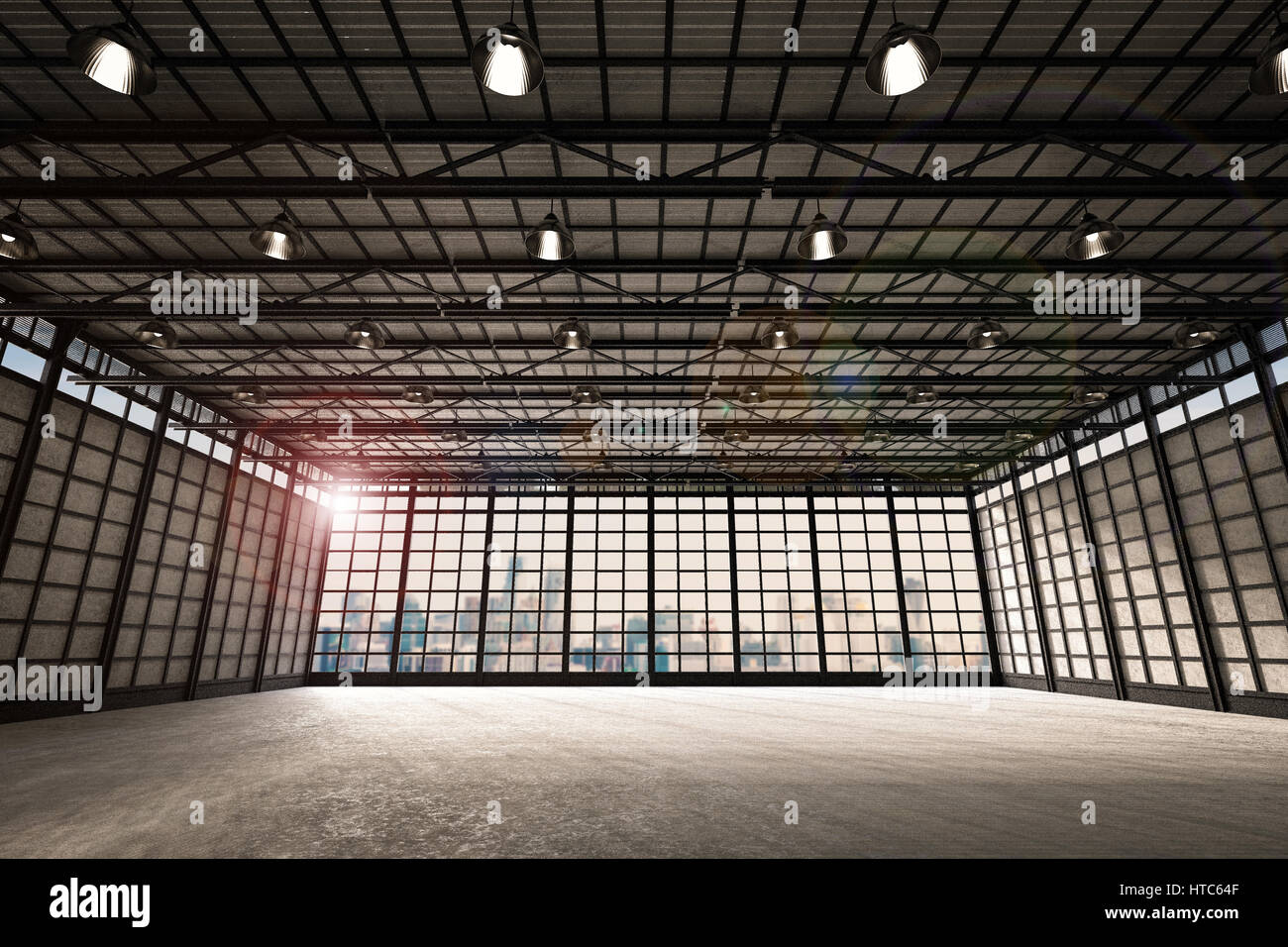 3d rendering interior empty factory Stock Photo - Alamy