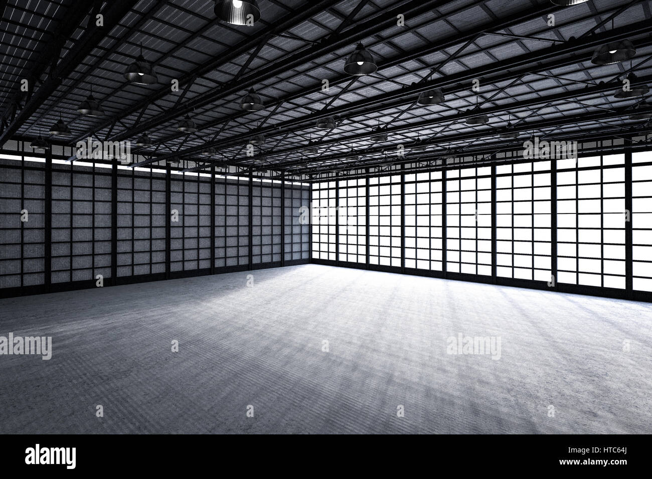 3d rendering interior empty factory Stock Photo - Alamy