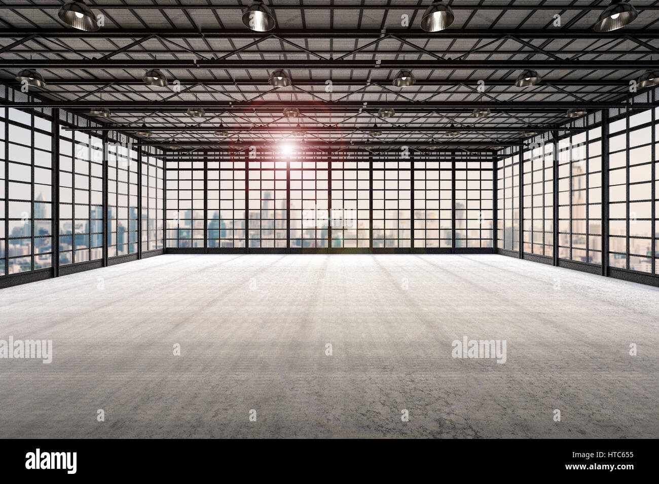 3d rendering interior empty factory Stock Photo - Alamy