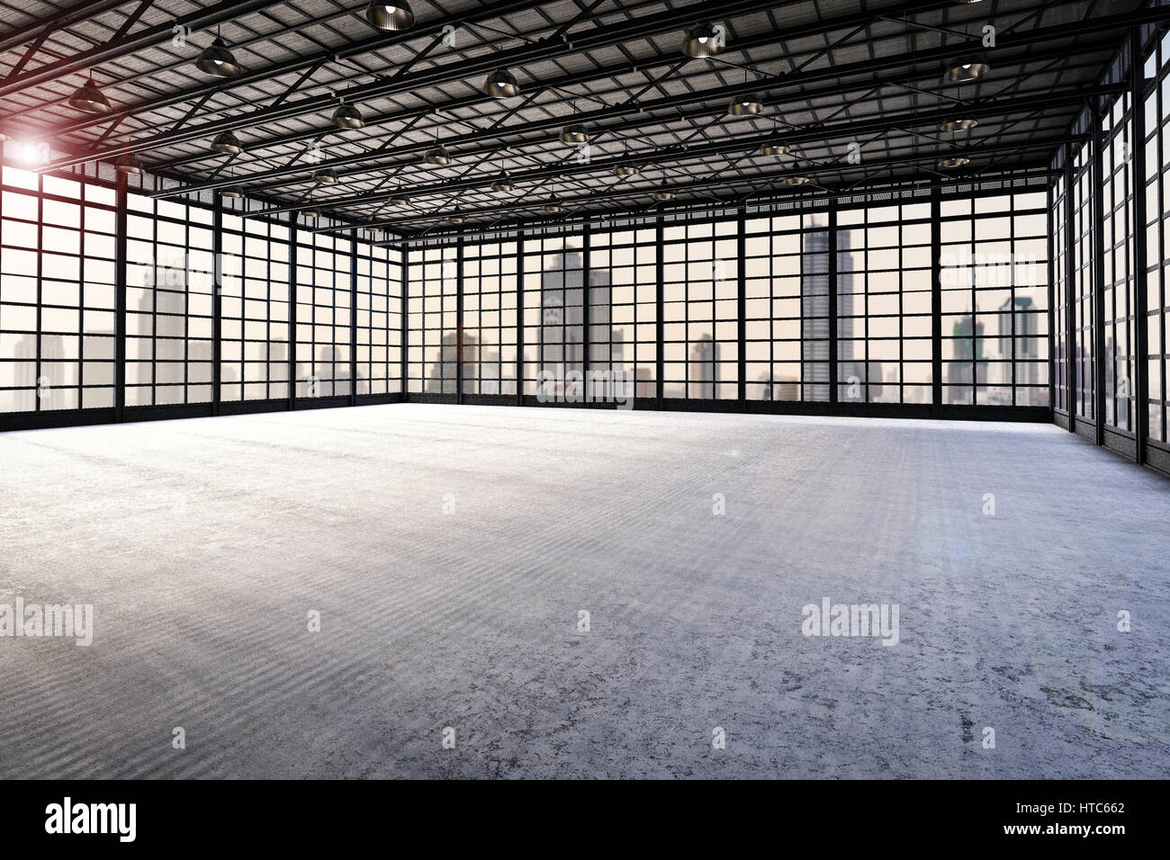 3d rendering interior empty factory Stock Photo - Alamy