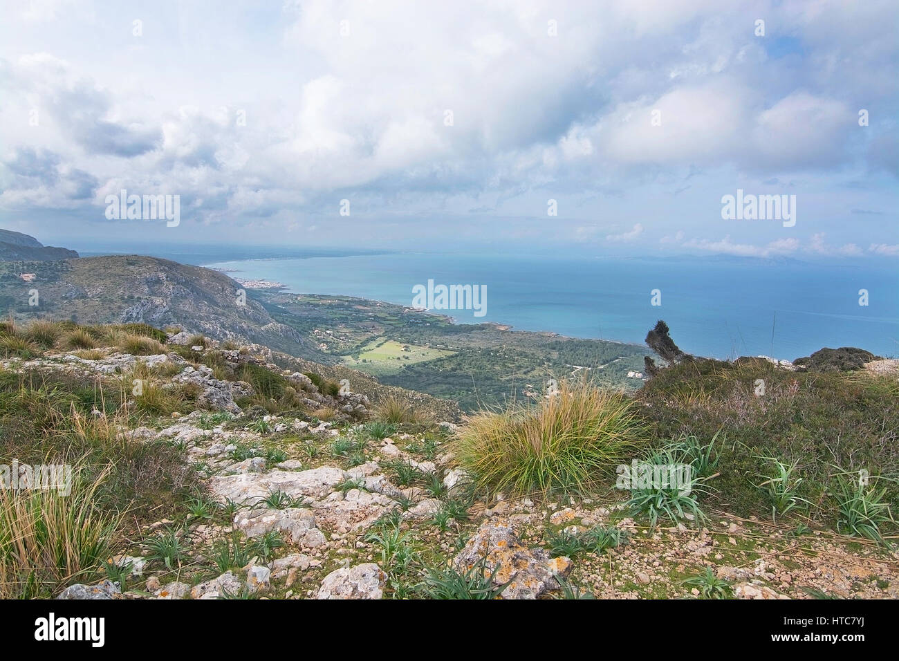 Green spring mountain landscape in Mallorca, Balearic islands, Spain ...