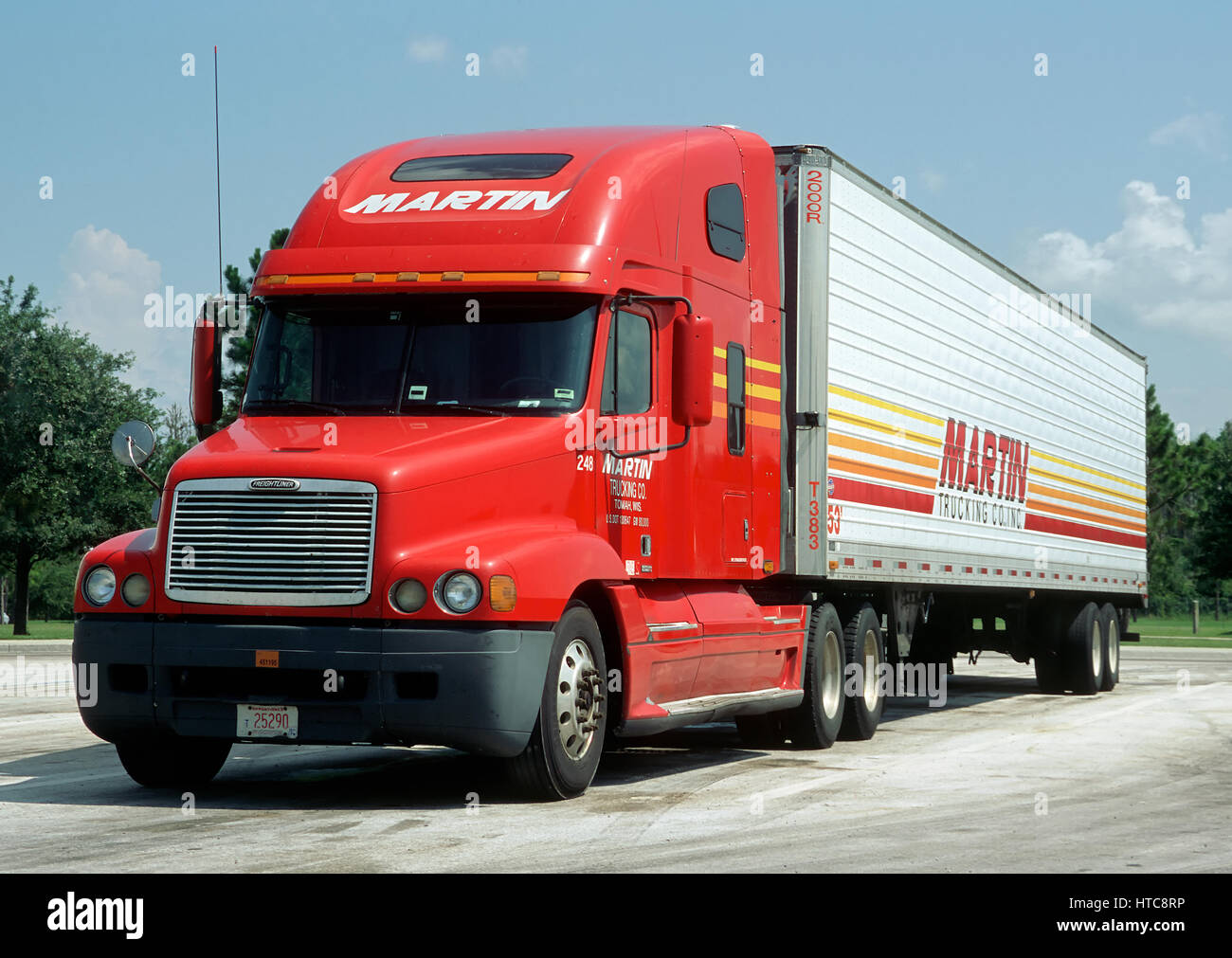 Red Freightliner Truck in Florida, USA Stock Photo - Alamy