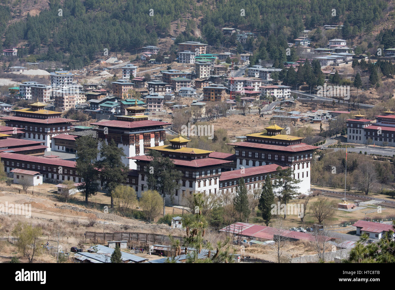Bhutan, Thimphu. Tashichhoedzong (aka Tashichho Dzong) historic ...