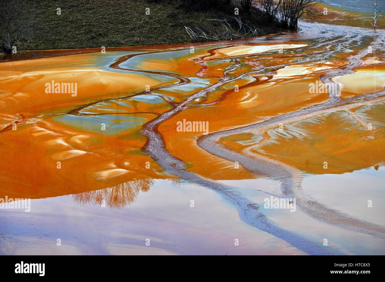 Contaminated lake water. Geamana, Rosia Montana, Romania Stock Photo ...