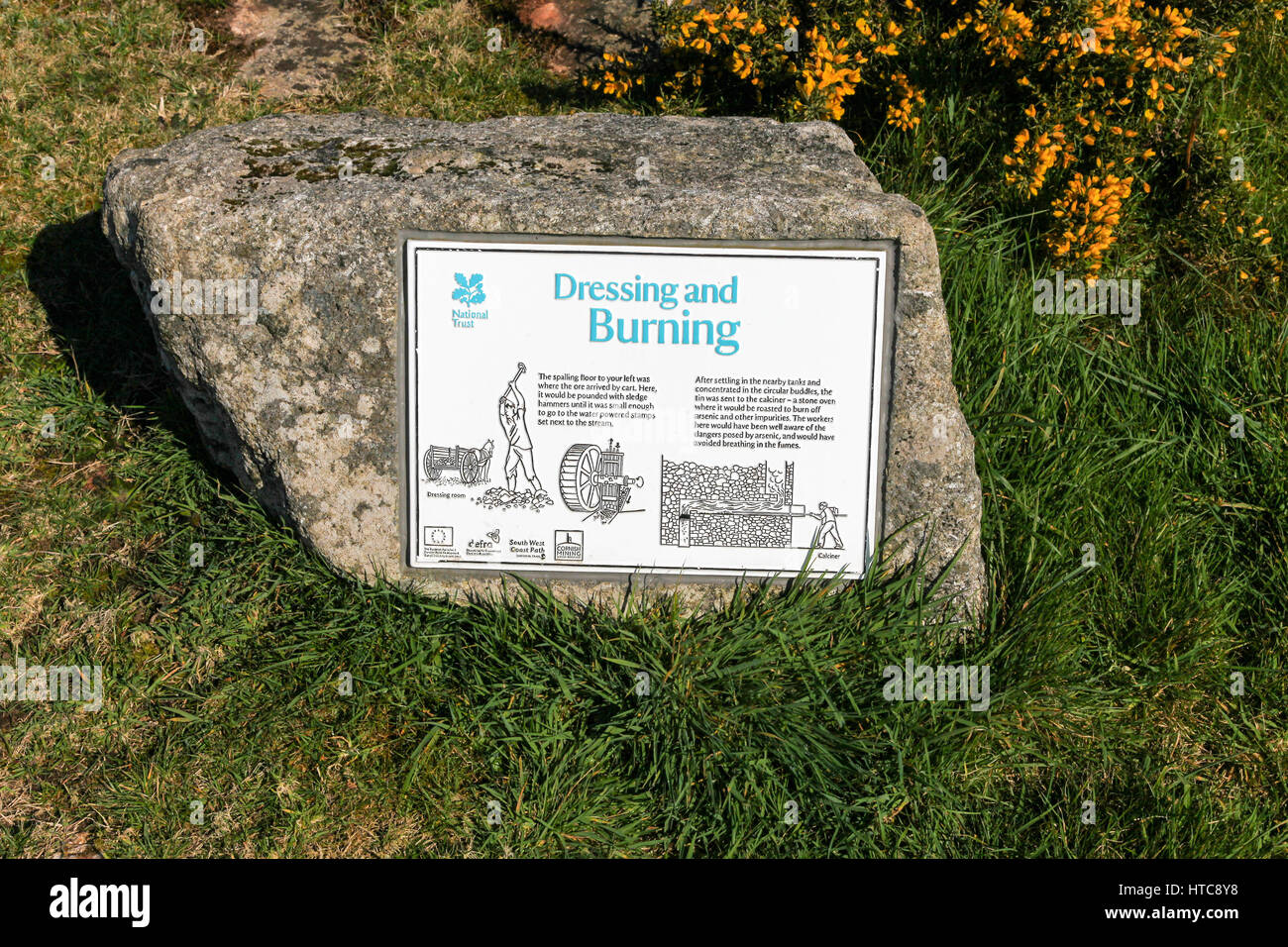 A sign at Porthmeor Tin stamps with its well-preserved buddle system ...