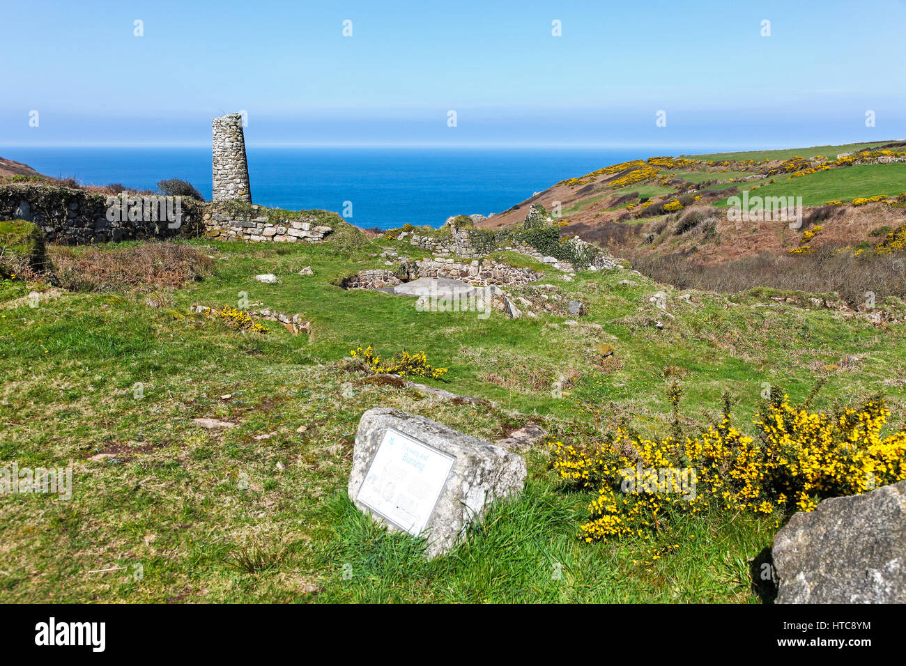 A sign at Porthmeor Tin stamps with its well-preserved buddle system ...