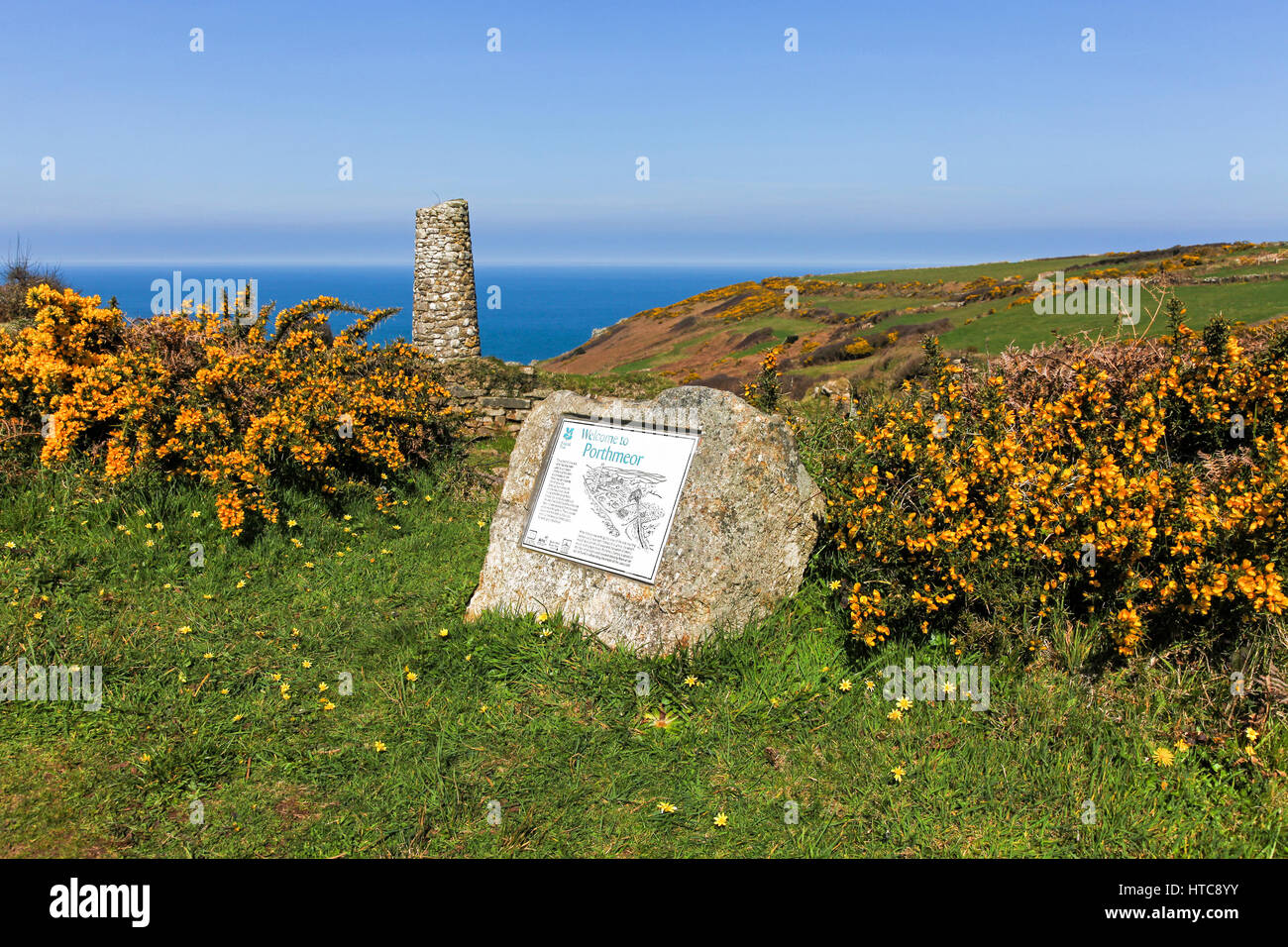 A sign at Porthmeor Tin stamps with its well-preserved buddle system ...