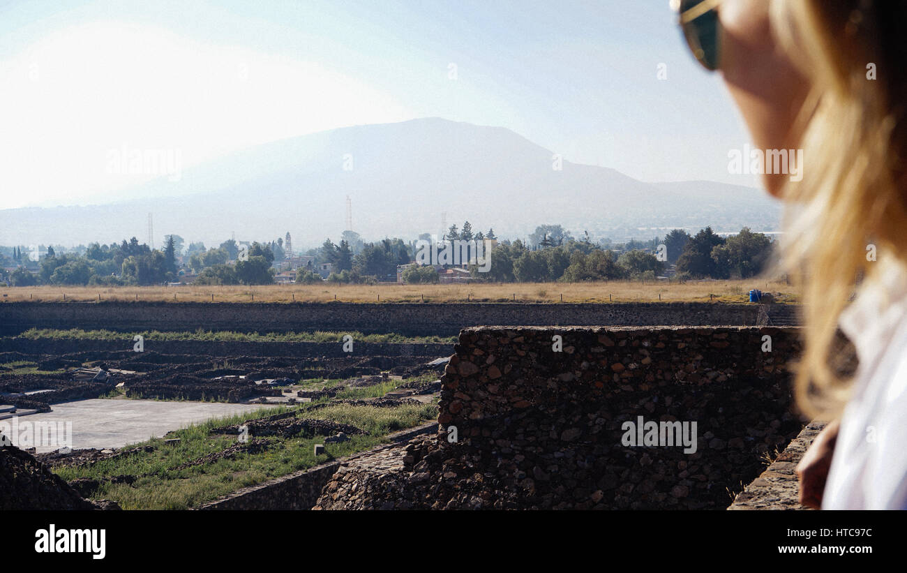 Looking slightly to the right over a washed out mountain range on the ...