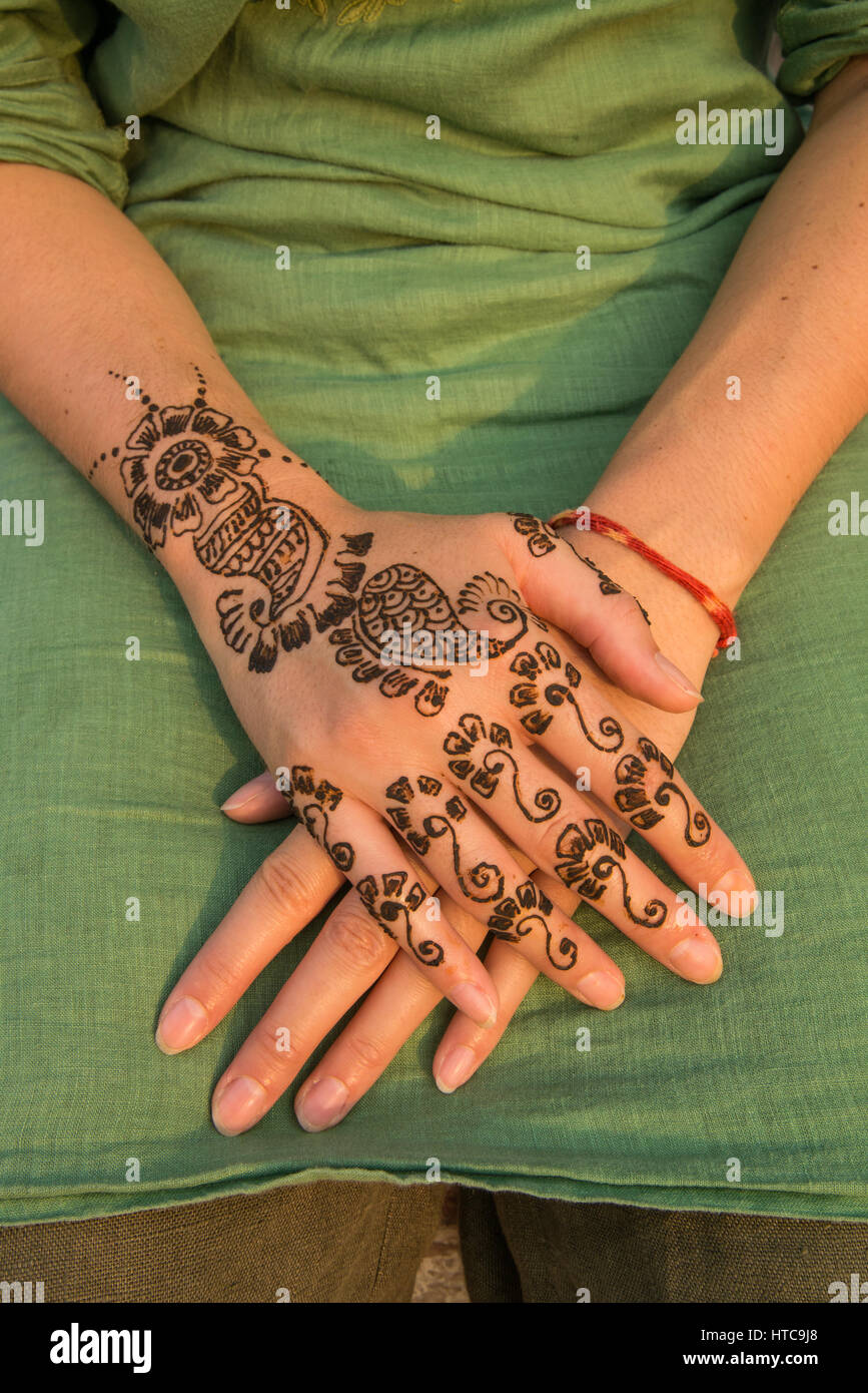 Traditional henna painting in India Stock Photo - Alamy