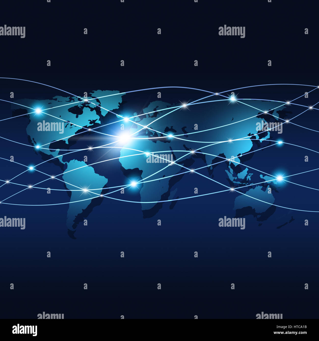 abstract technology global network connection blue background Stock ...