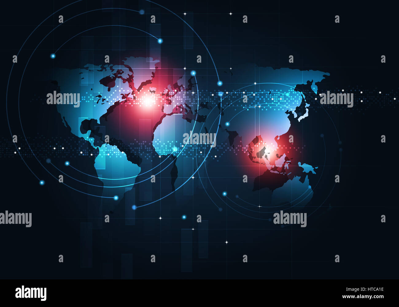 abstract technology web concept connections background with world map ...