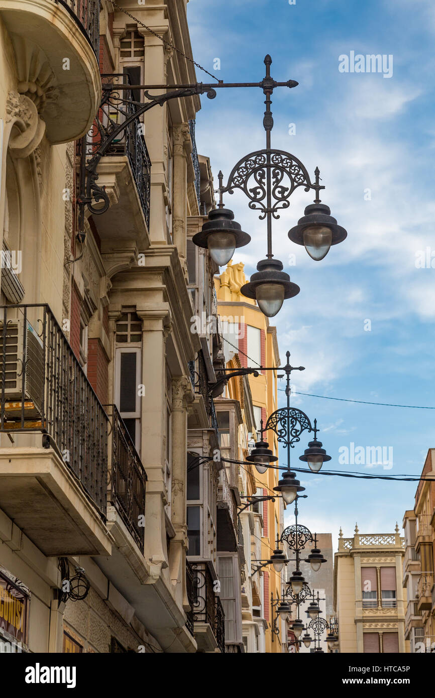 Street Lights on Old Building in Spain Stock Photo - Alamy